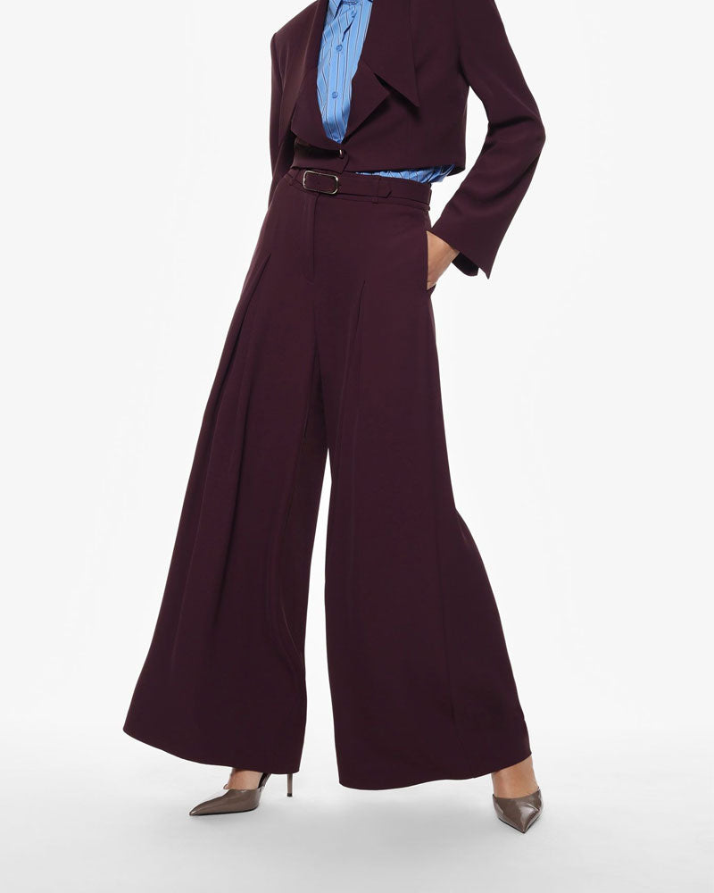 Imperial Pantalone Ampio con Pinces Colore Prugna